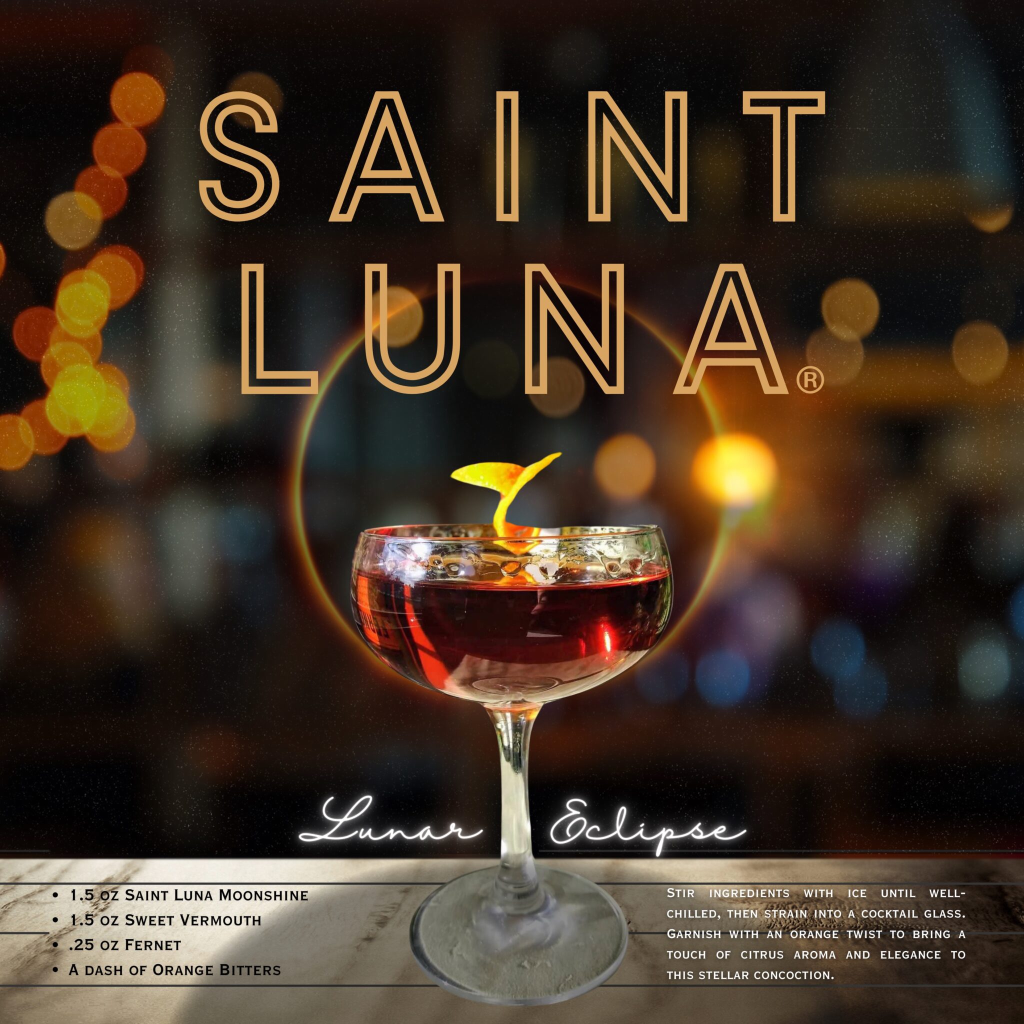 Moonshine Cocktails ~ SAINT LUNA Charcoal Filtered Moonshine